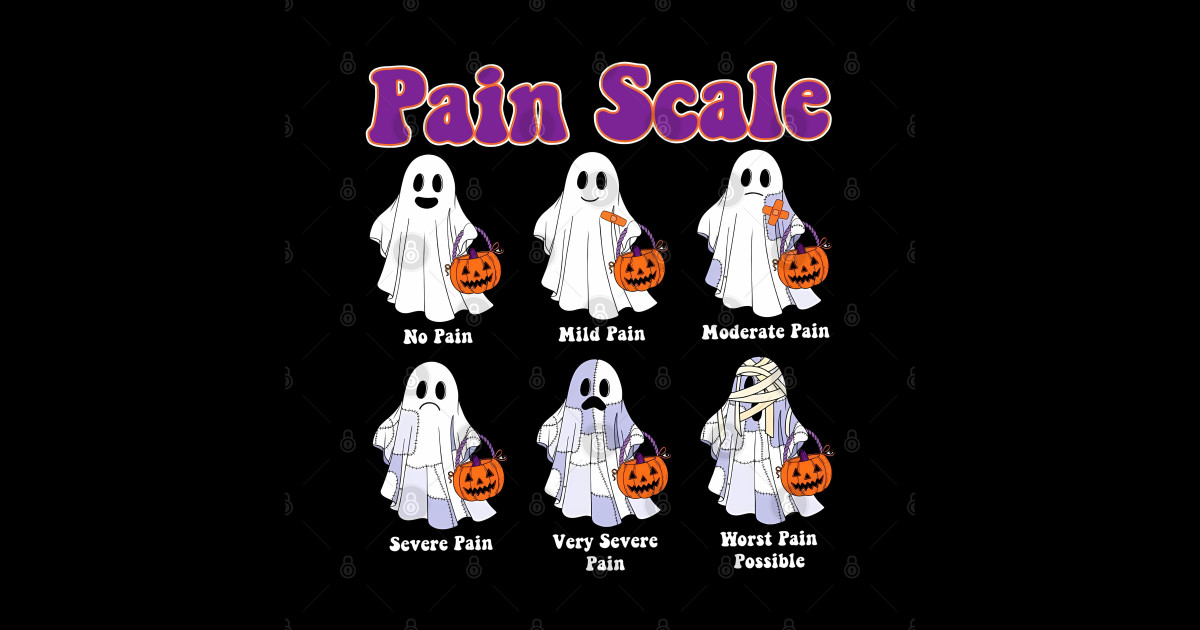 Spooky Ghost Mummy Pain Scale Trauma Nurse Triage Halloween - Spooky ...