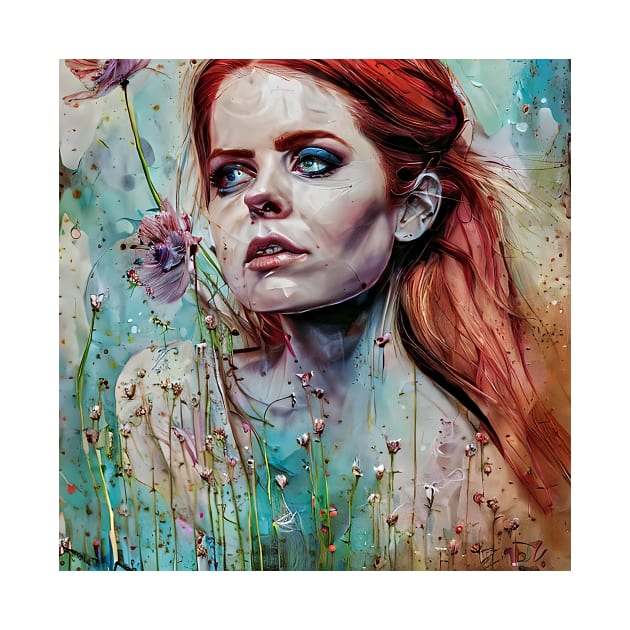 Portrait of Amy with flowers - Amy - T-Shirt | TeePublic