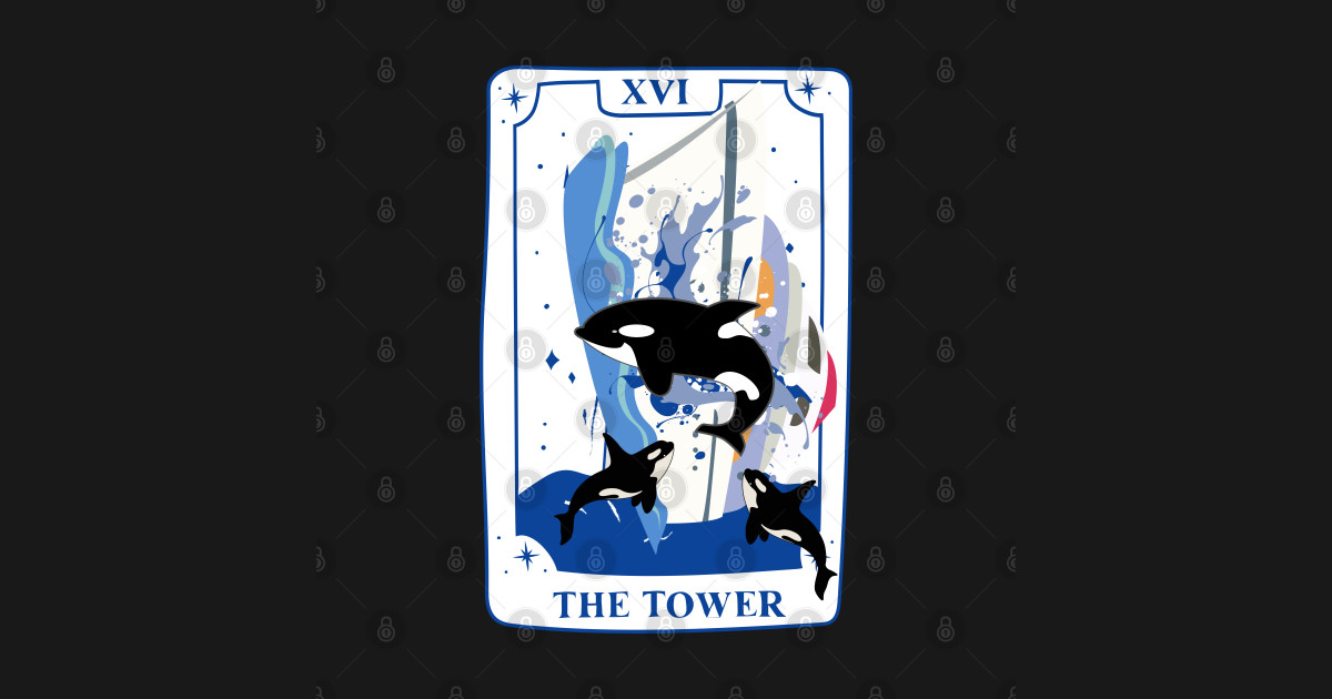 The Tower Orca Tarot Card - Tower - T-Shirt | TeePublic