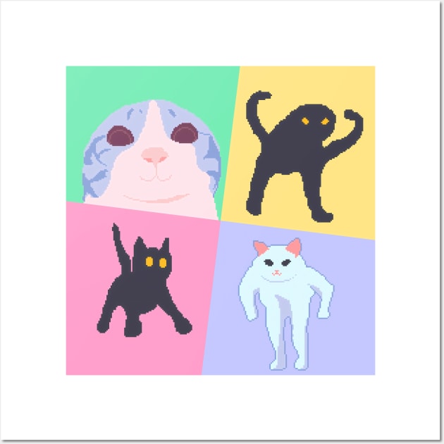 cute cat meme pixel art - Cat - Posters and Art Prints | TeePublic