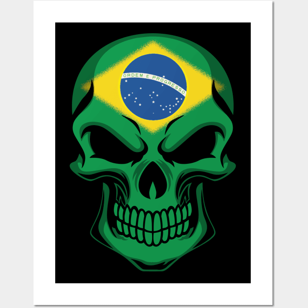 FLAG OF BRAZIL ON SKULL EMBLEM - Brazil - Posters and Art Prints ...