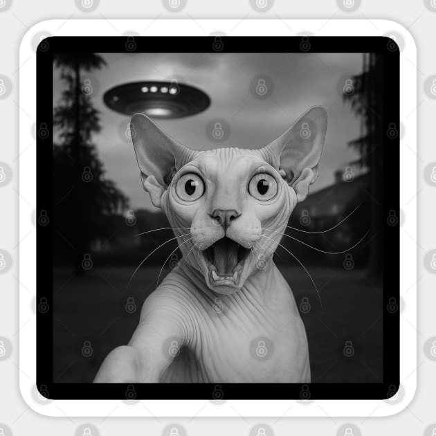 Sphynx Cat Selfie With UFO – Funny Alien Meme Cat Design - Funny Cat ...