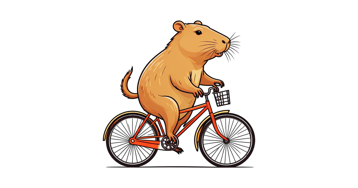 Capybara Riding A Bicycle. - Capy - T-Shirt | TeePublic