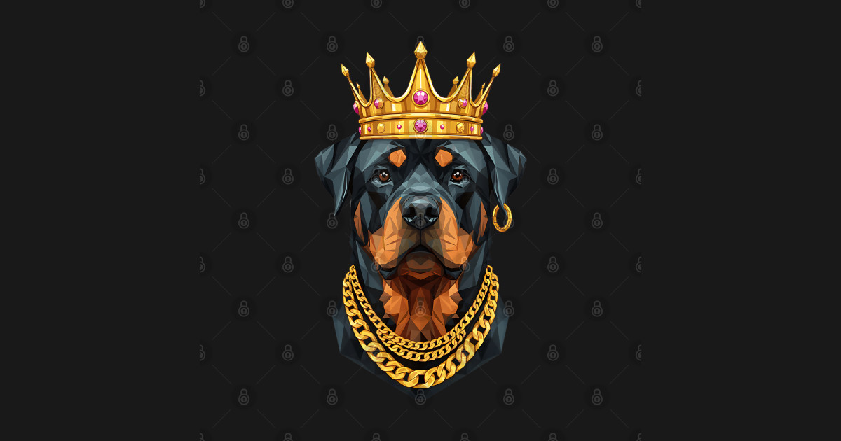 Rottweiler Dog Gangster Crown King Regal Art - Rottweiler Dog King - T ...