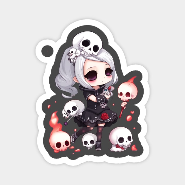Chibi Death Girl - Unique Art Style - Chibi Death Girl - Magnet | TeePublic