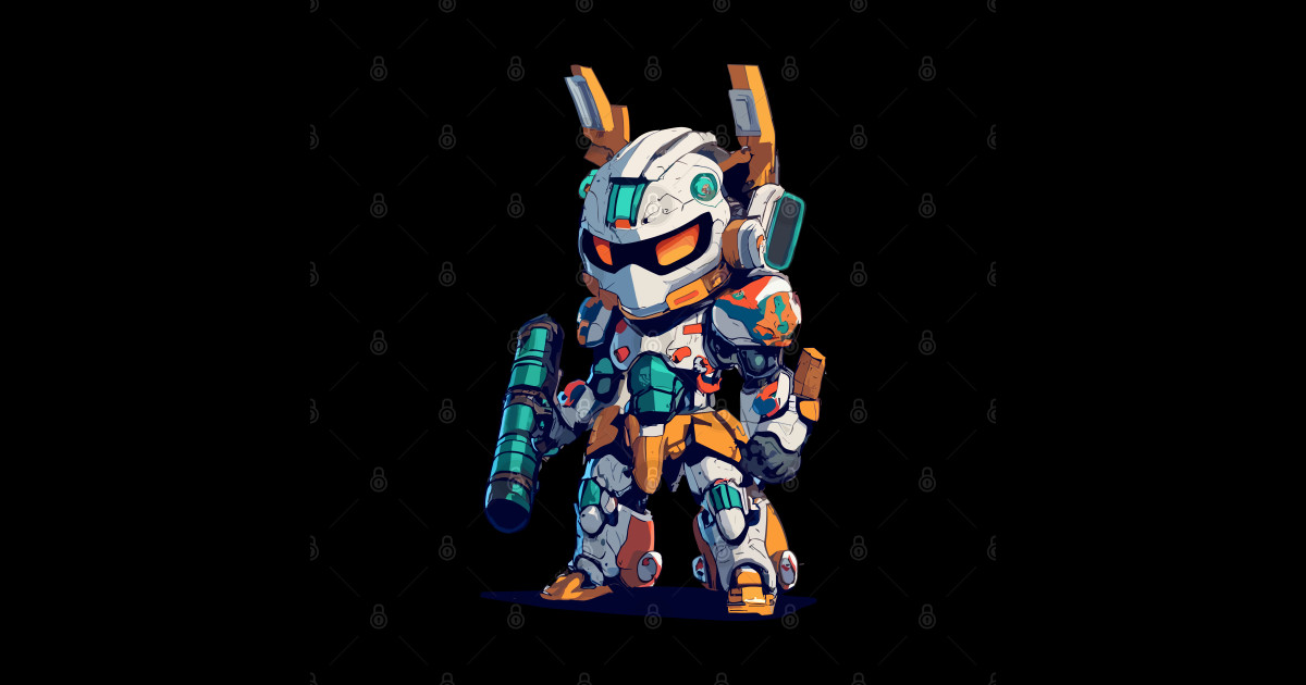 Tiny Mech Warrrior - Mecha - Sticker | TeePublic