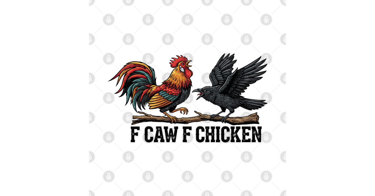 Rooster vs Raven – F Caw F Chicken - F Caw F Raven - T-Shirt | TeePublic