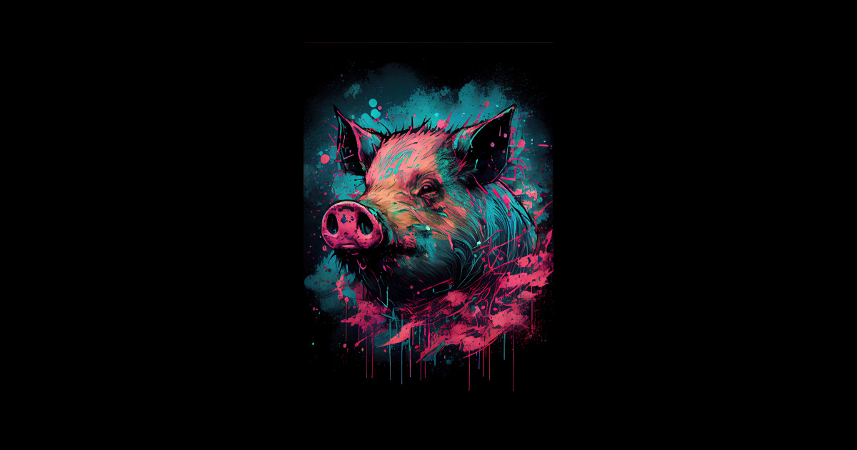 Pig Art Style 90s - Pig - Posters and Art Prints | TeePublic
