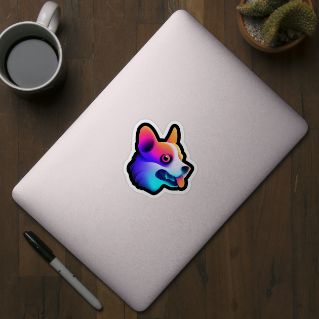 Corgi Cyberpunk Halloween Synthwave Spooky - Corgi - Sticker | TeePublic
