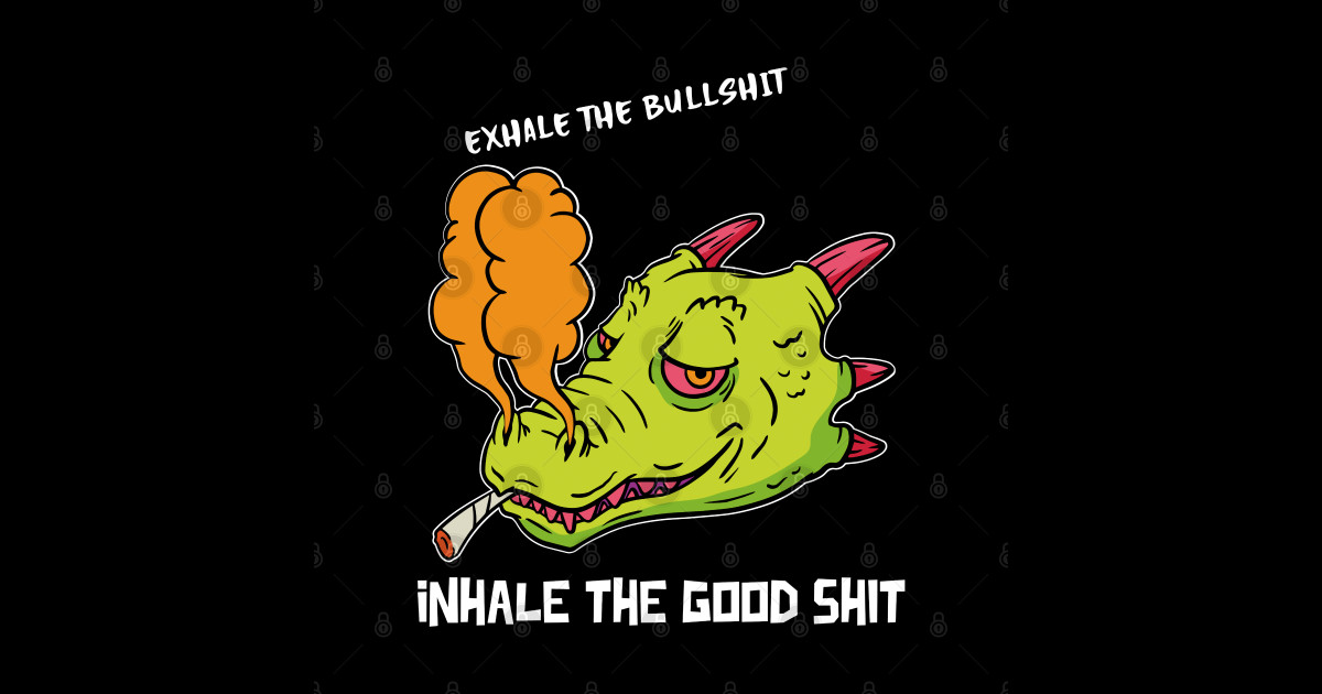 Stoned Green Dragon Smoking Weed - Stoned Stoner - Sticker | TeePublic