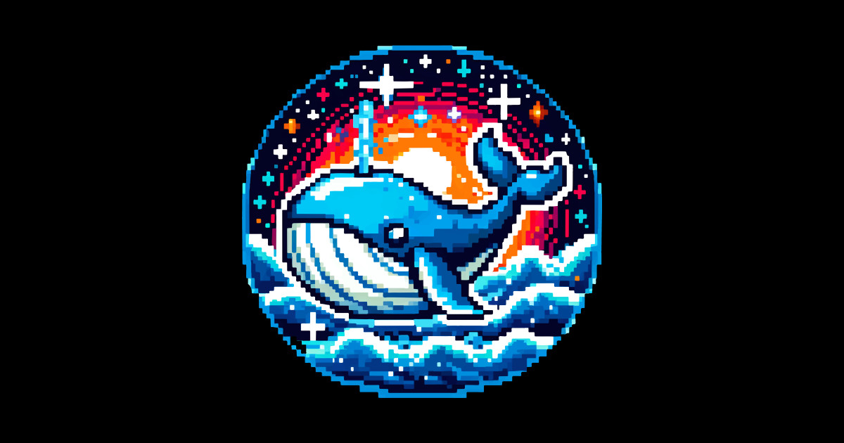 Whale pixel art - Whale - Sticker | TeePublic