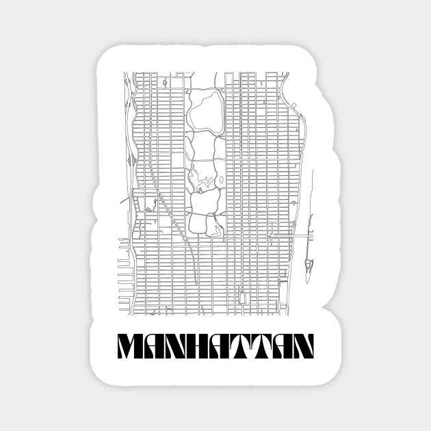 Retro Map of Manhattan, NYC Minimalist Line Drawing - Retro Map Of ...
