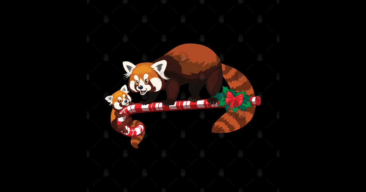 Red Pandas on Candy Cane - Red Panda - Posters and Art Prints | TeePublic