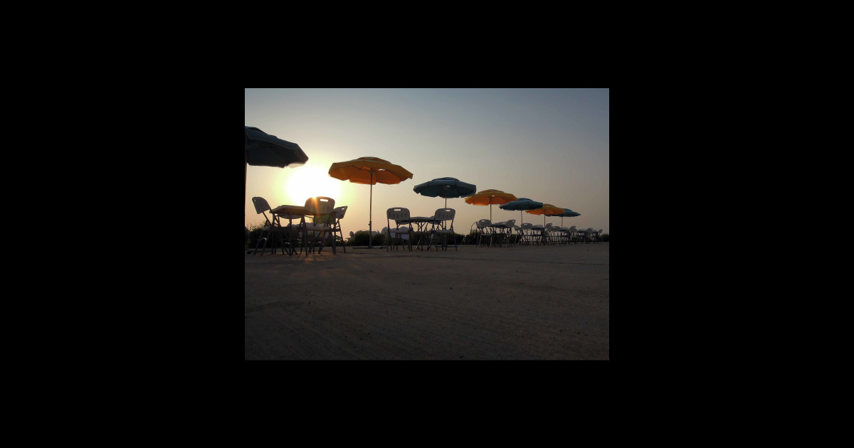 umbrellas on the beach - Umbrellas - Sticker | TeePublic