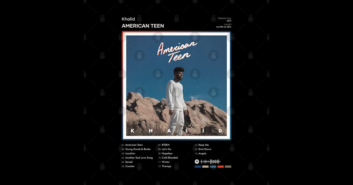 Khalid - American Teen Tracklist Album - Khalid - Sticker | TeePublic