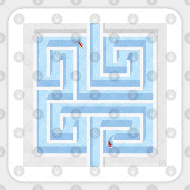 Koi pond maze - Koi Pond - Sticker | TeePublic