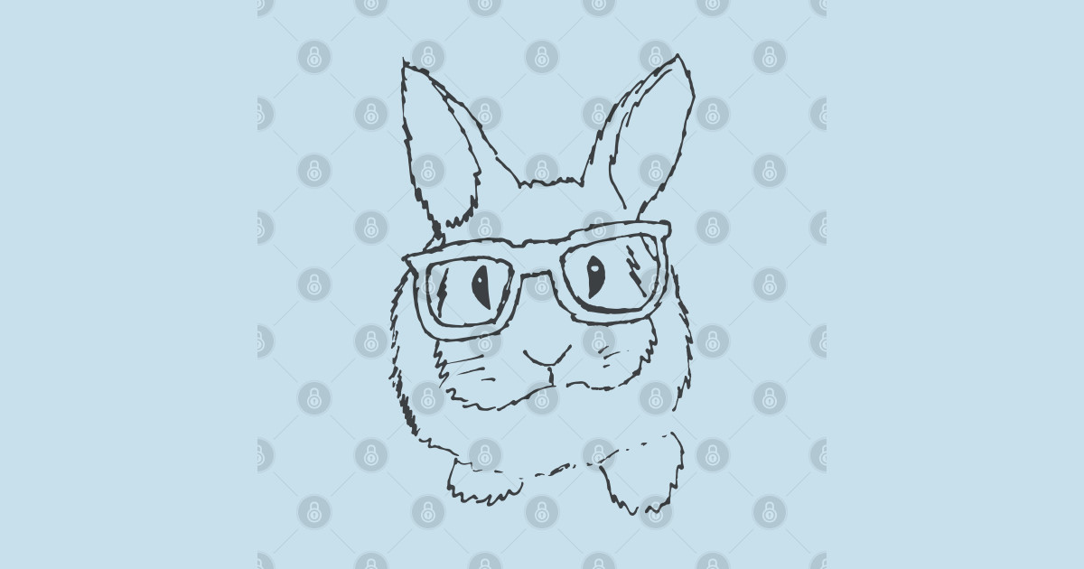 adorable bunny with glasses outline - Bunny Rabbit - T-Shirt | TeePublic