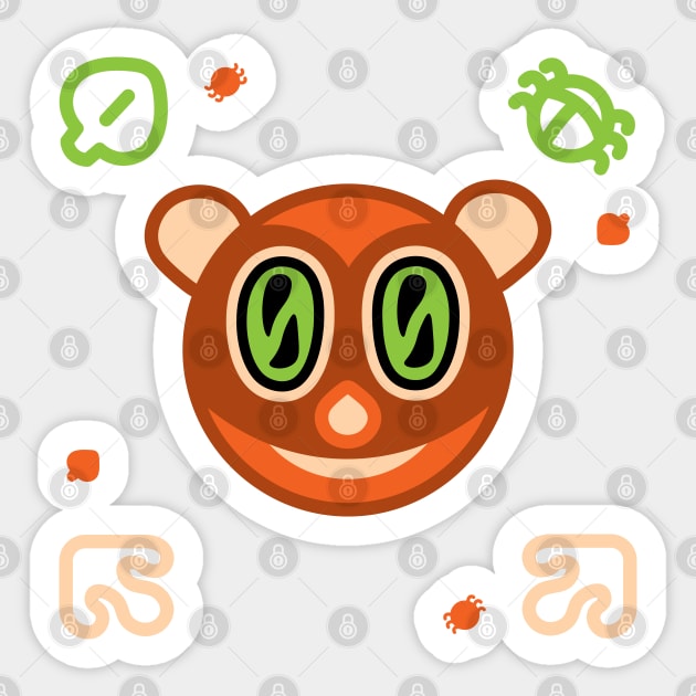Simple Tarsier with Hands Bugs & Leaves - Tarsier - Sticker | TeePublic