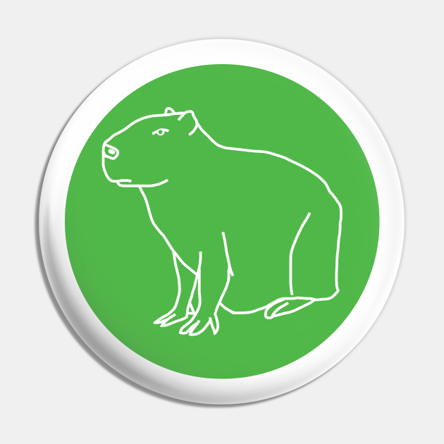 Capybara Minimal Line Drawing Green Circle - Capybara - Pin | TeePublic