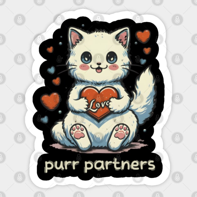 Cat Purr Partners - Cat - Sticker | TeePublic