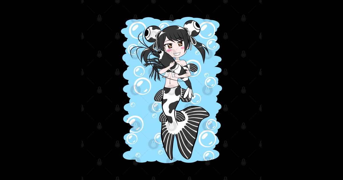 Panda Moor Mermaid and Panda Shrimp - Anime Mermaid - Sticker | TeePublic