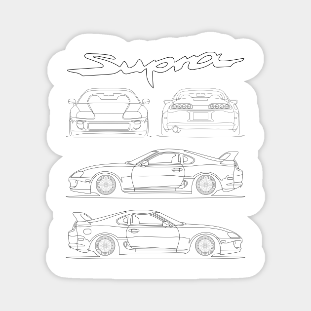 Toyota Supra MK IV blueprint stance - Supra - Magnet | TeePublic