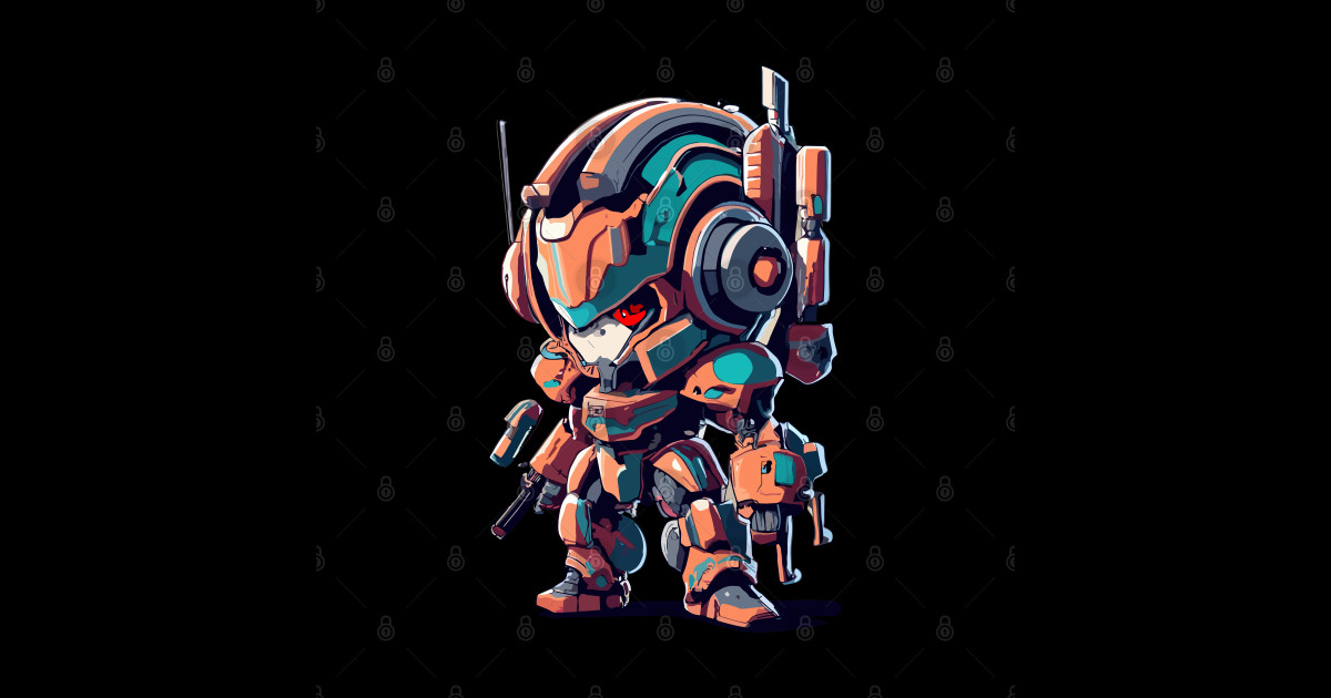 Tiny Mech Warrrior - Mecha - Sticker | TeePublic