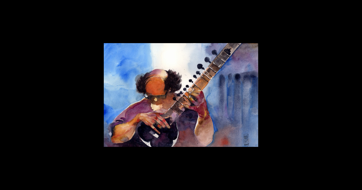 The sitar player - Sitar Player - Sticker | TeePublic