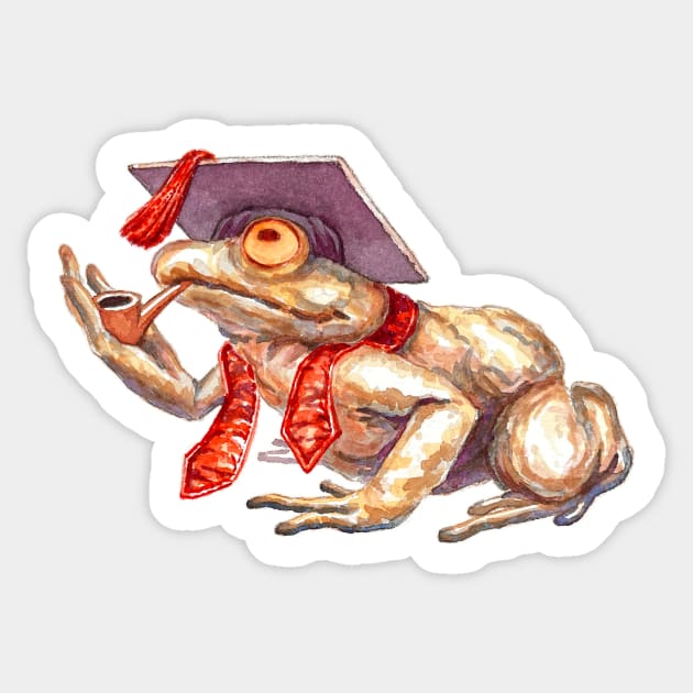 frog professor - Watercolor - Sticker | TeePublic