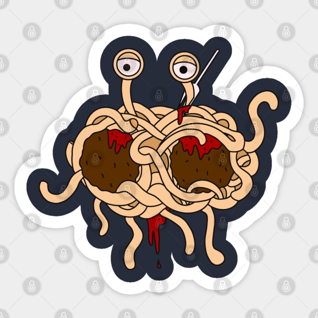 FSM attacked by fork - Flying Spaghetti Monster - Sticker | TeePublic