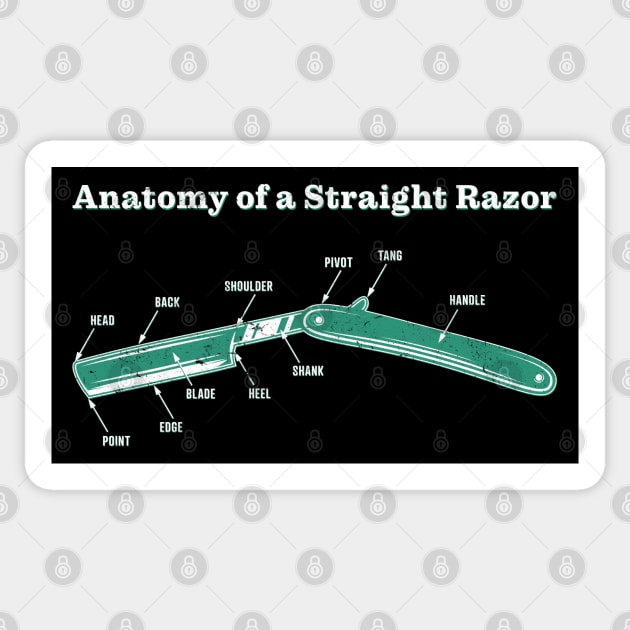 Anatomy of a Straight Razor - Straight Razor - Sticker | TeePublic