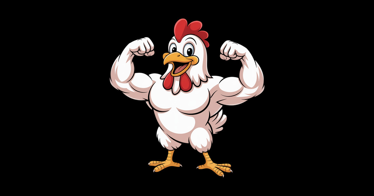 Muscle Chicken Muscle Chicken Flexing Fitness Cartoon - Muscle Chicken ...