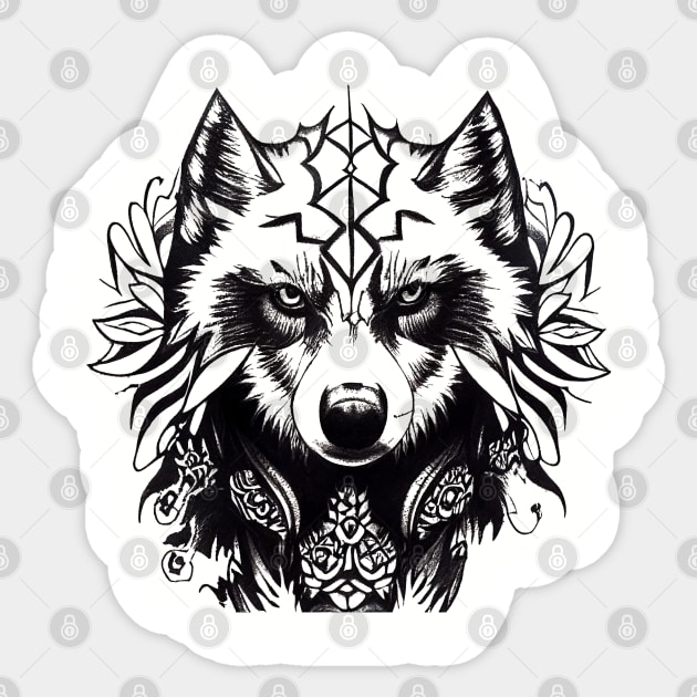 The Black Wolf - Wolf Tattoo - Sticker | TeePublic