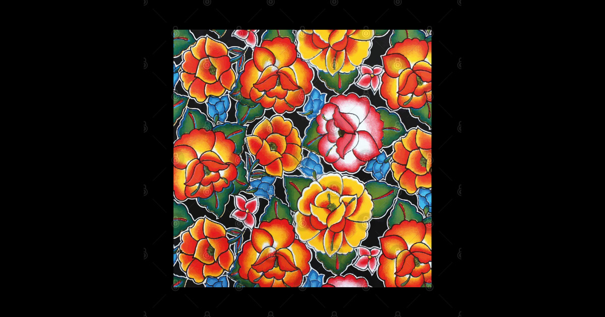 Mexican oilcloth oaxaca flowers - Mexican Flower - Sticker | TeePublic