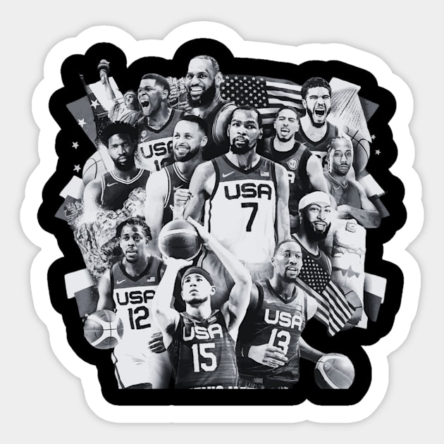 USA Dream Team Vintage - Usa Dream Team Nba Basketball - Sticker ...