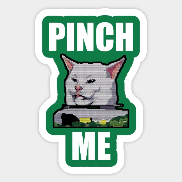 Yelling at Cat Meme - Pinch Me - Saint Patricks Day - Sticker | TeePublic