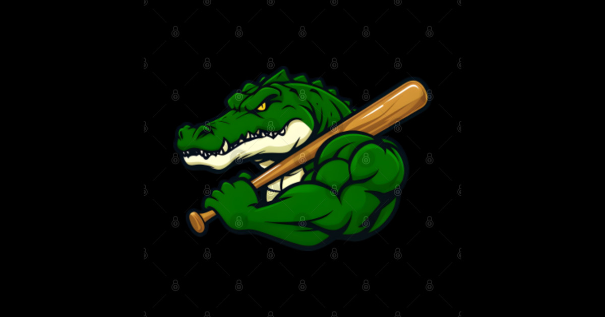 Muscular Alligator Baseball Art - Muscles - Sticker | TeePublic