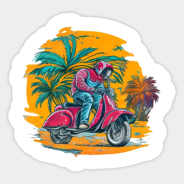 Biker vespa scooter vintage retro - Vespa Scooter - Sticker | TeePublic