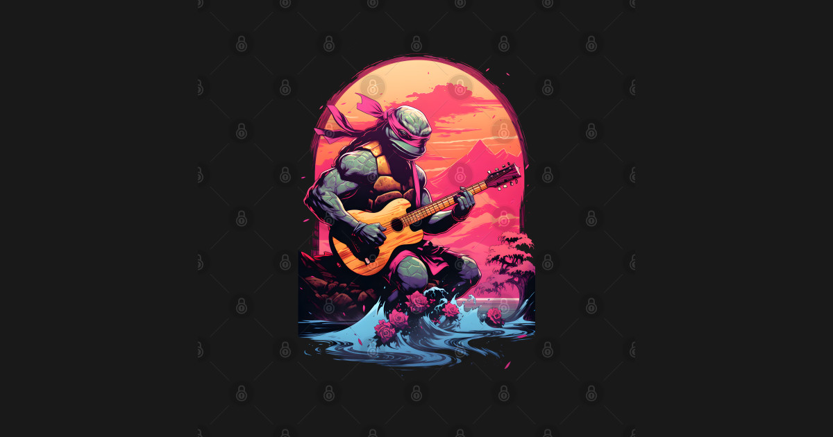 ninja turtle with a guitar - Ninja Turtle With A Guitar - T-Shirt ...
