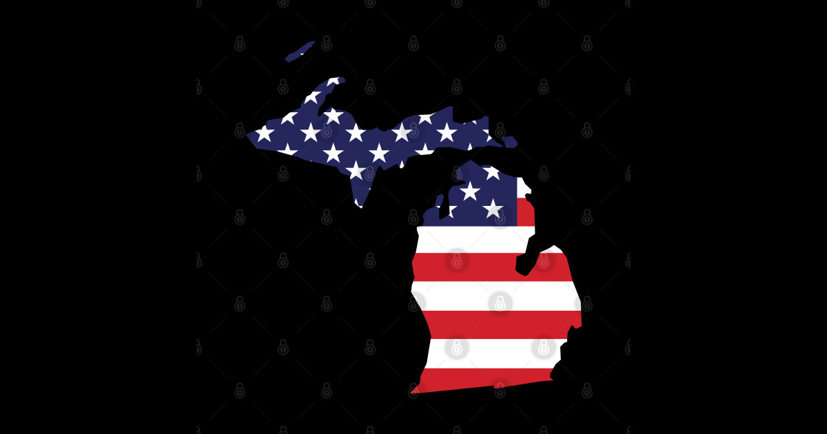 Michigan State Shape Flag Background - Michigan - Sticker | TeePublic