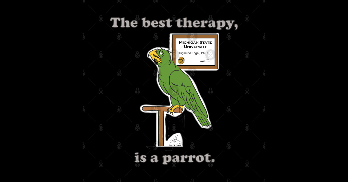 The Best Therapy is a Parrot. - Parrot Therapy - Sticker | TeePublic