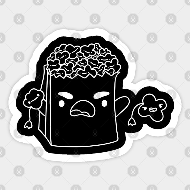 Angry Popcorn Bag In White - Popcorn - Sticker | TeePublic
