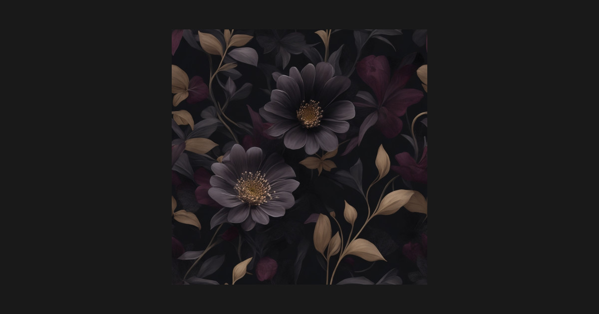 Dark flowers pattern - Dark Flower Design - T-Shirt | TeePublic