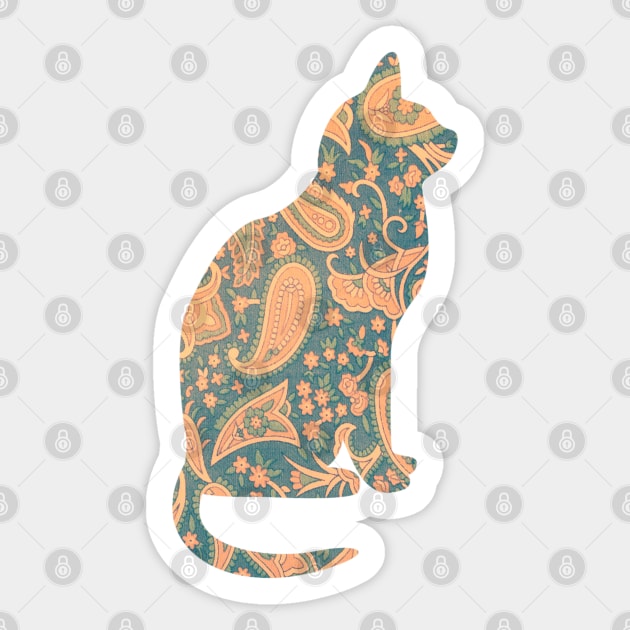 Paisley cat print - Paisley Pattern Cat - Sticker | TeePublic