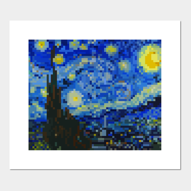 Pixely Starry Night - Van Gogh - Posters and Art Prints | TeePublic