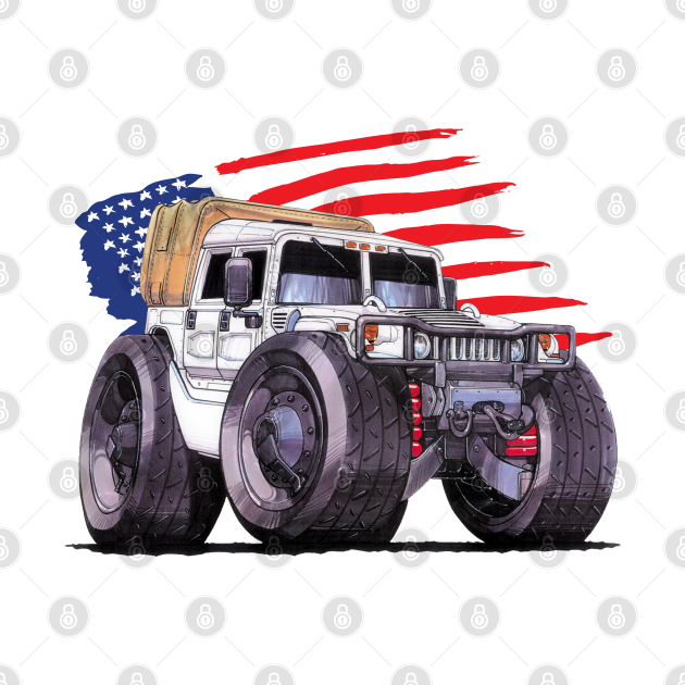 Hummer Humvee Military Vehicle Cartoon Art - Hummer - Pin | TeePublic
