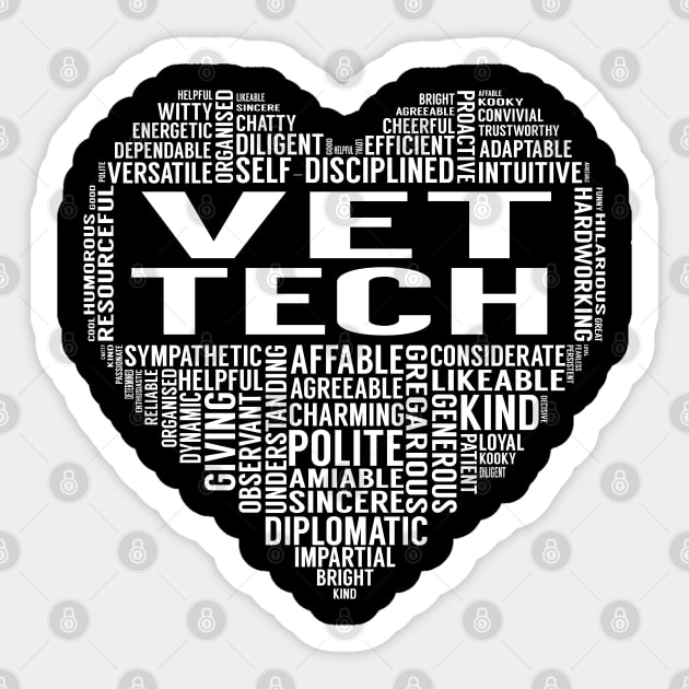 Vet Tech Heart - Vet Tech - Sticker | TeePublic