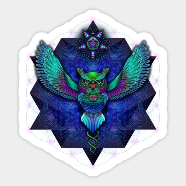 Sacred Geometry Owl - Owl Sacred Geometry Geometry Flower Of - Sticker ...