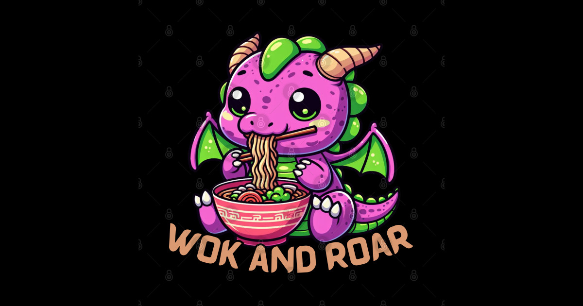 Dragon eating ramen - Ramen Life - Sticker | TeePublic