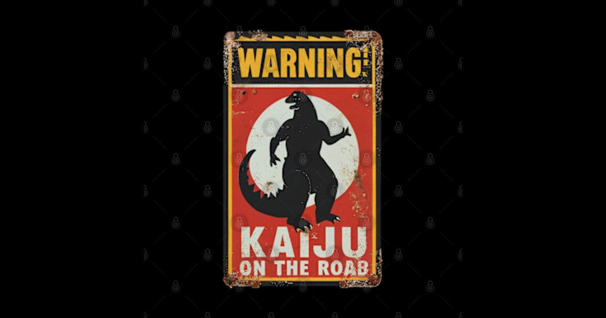 Kaiju Godzilla Warning sign - Godzilla - Posters and Art Prints | TeePublic
